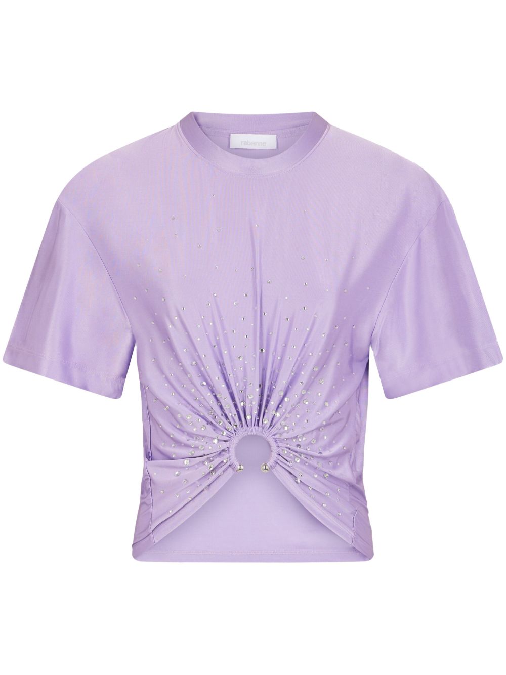 Lilac crystal-embellished piercing T-shirt Rabanne - women Lilac crystal-embellished piercing T-shirt Rabanne - women